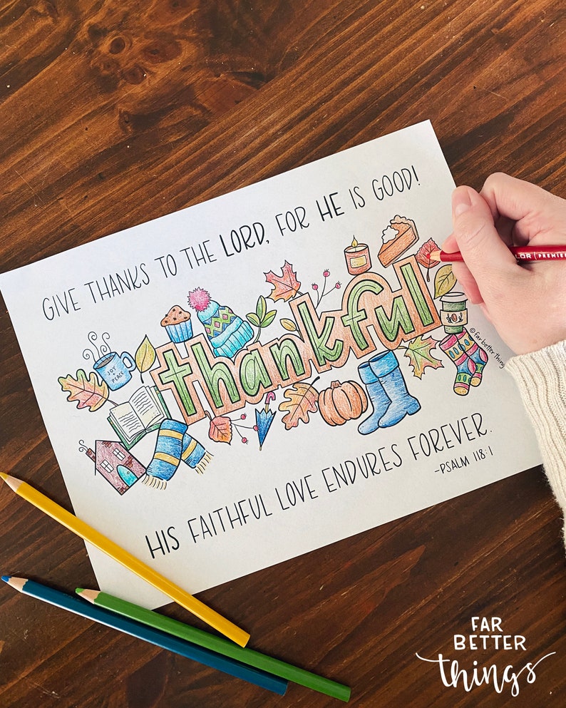 Bible Verse Coloring Page - Psalm 118:1 - Thankful Printable Coloring ...