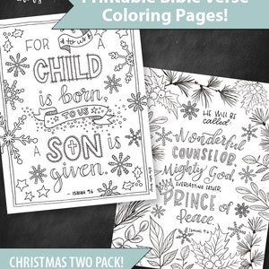Two Pack Christmas Bible Verse Coloring Pages - Printable Bible ...