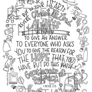 Bible Verse Coloring Page - I Peter 3:15 - Printable Digital Download ...