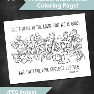 Bible Verse Coloring Page - Psalm 118:1 - Thankful Printable Coloring ...
