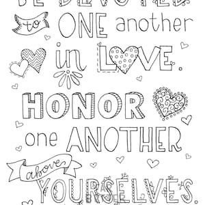 Bible Verse Coloring Page - Romans 12:10 - Printable Digital Download ...