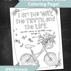 Bible Verse Coloring Page - John 14:6 - Printable Digital Download ...