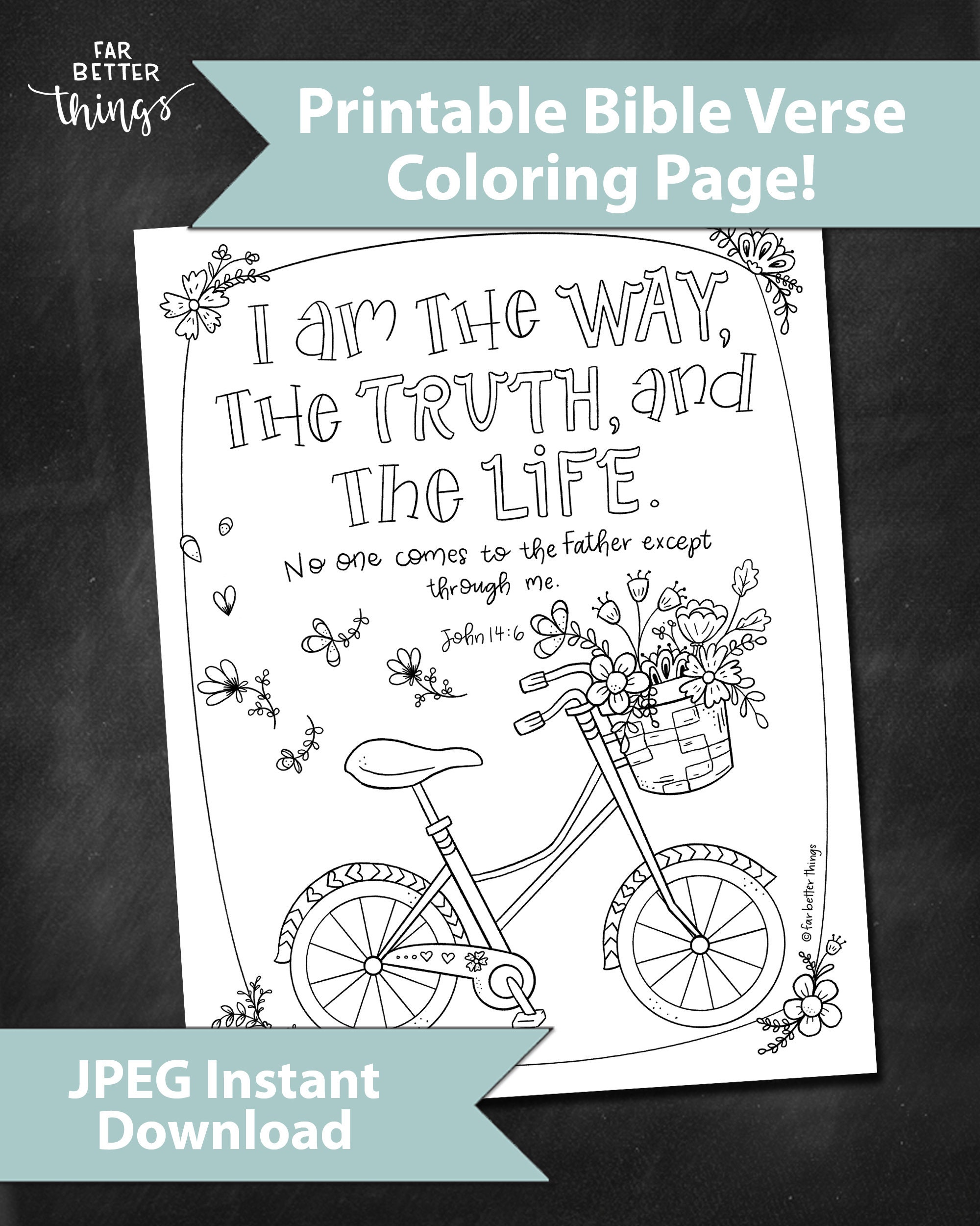 Bible Verse Coloring Page - John 14:6 - Printable Digital Download ...