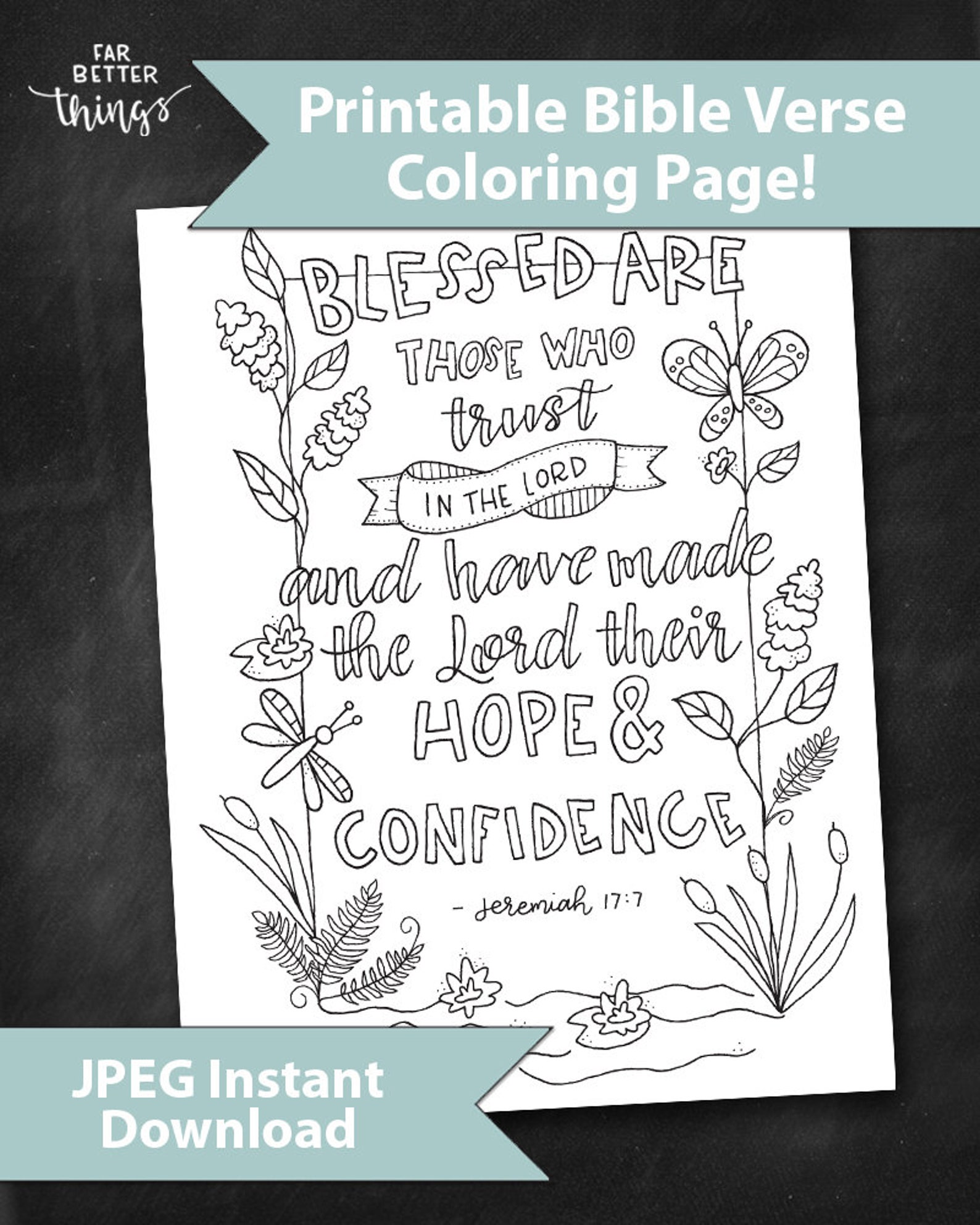 Bible Verse Coloring Page - Jeremiah 17:7 - Printable Bible Coloring ...