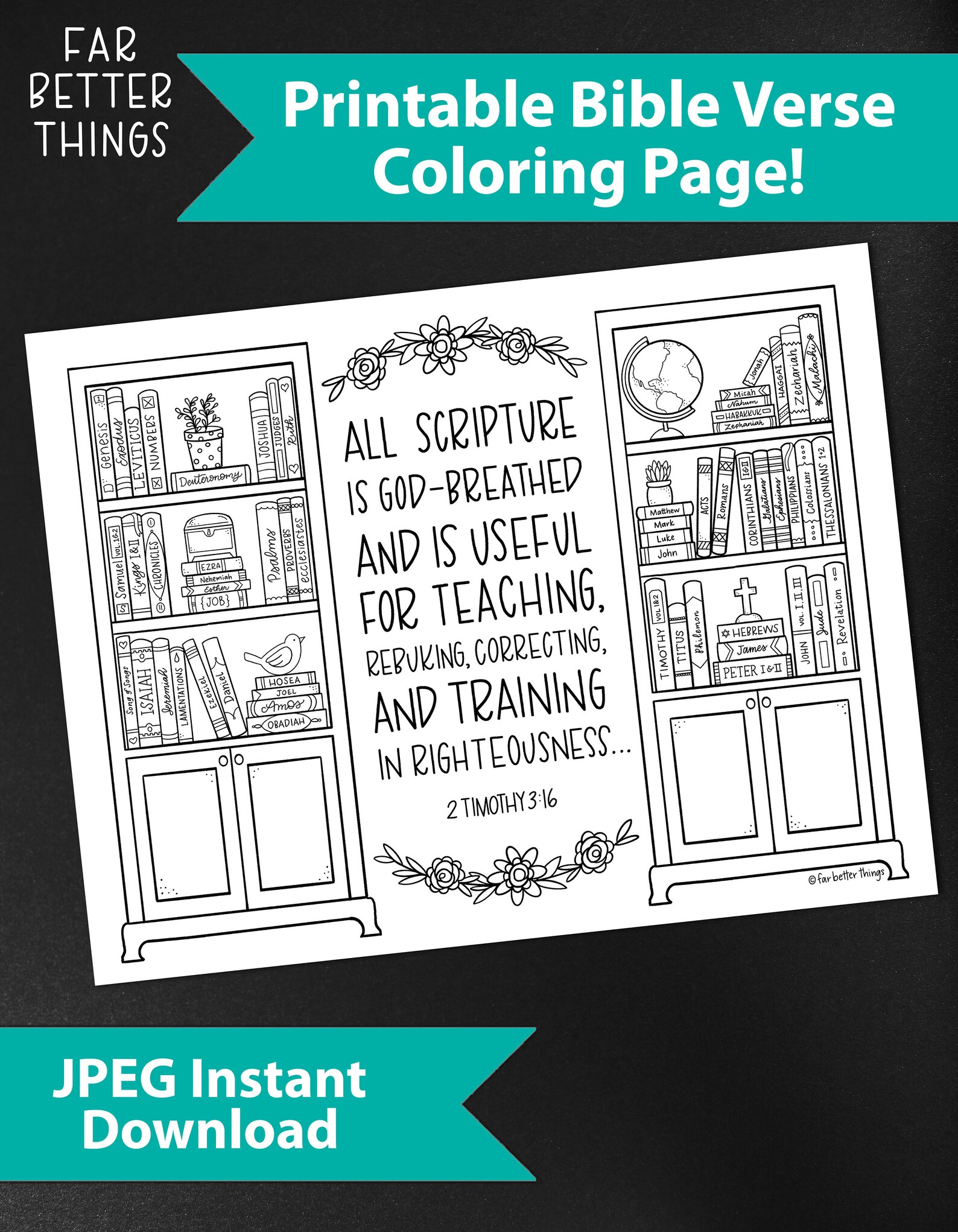 Bible Verse Coloring Page - 2 Timothy 3:16 - Printable Digital Download ...