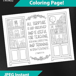 Bible Verse Coloring Page - 2 Timothy 3:16 - Printable Digital Download ...