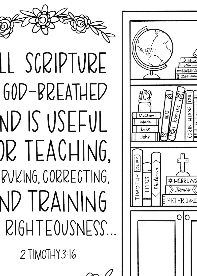 Bible Verse Coloring Page - 2 Timothy 3:16 - Printable Digital Download ...