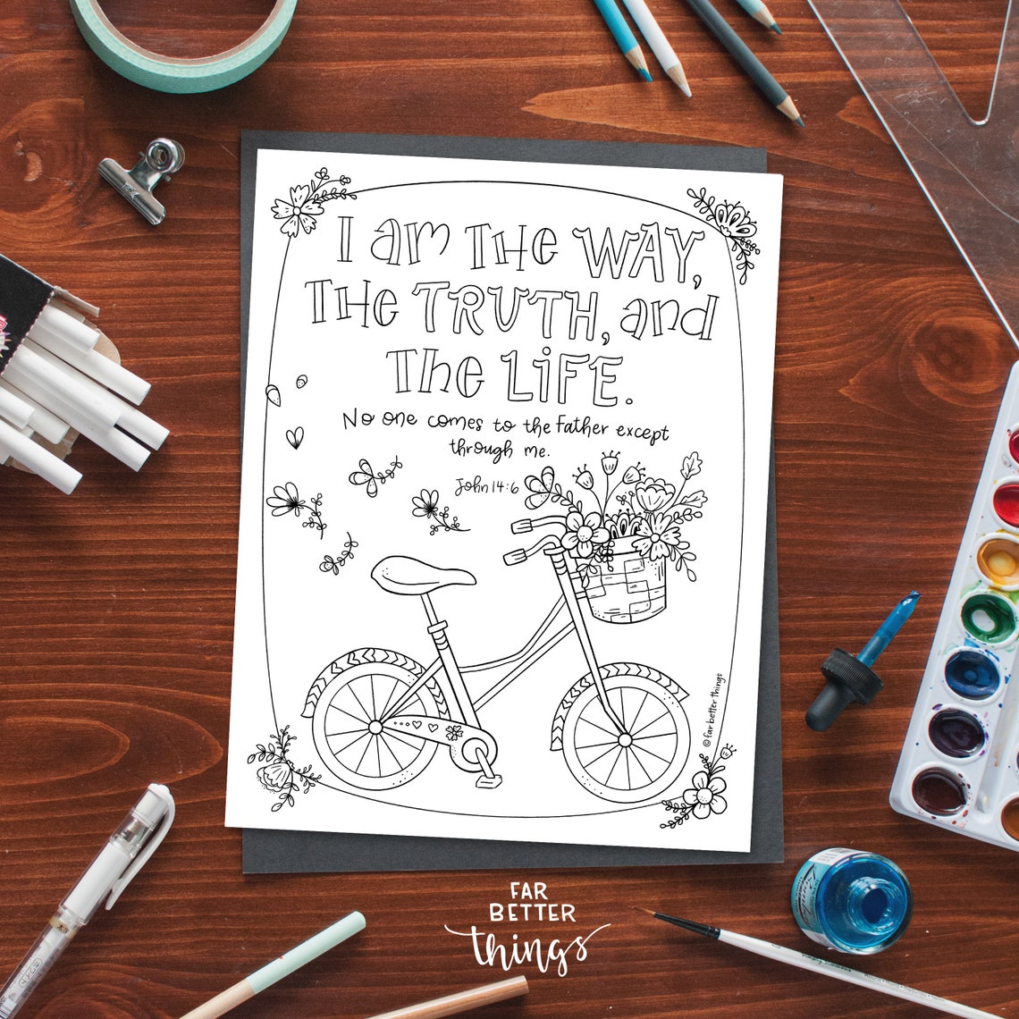 Bible Verse Coloring Page - John 14:6 - Printable Digital Download ...