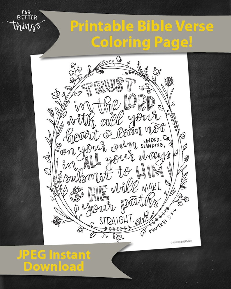 Bible Verse Coloring Page - Trust in the Lord - Proverbs 3:5-6 ...