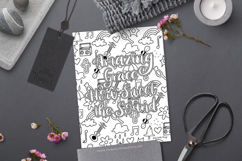 Hymn Coloring Page - Amazing Grace - Printable Hymn Coloring Page ...