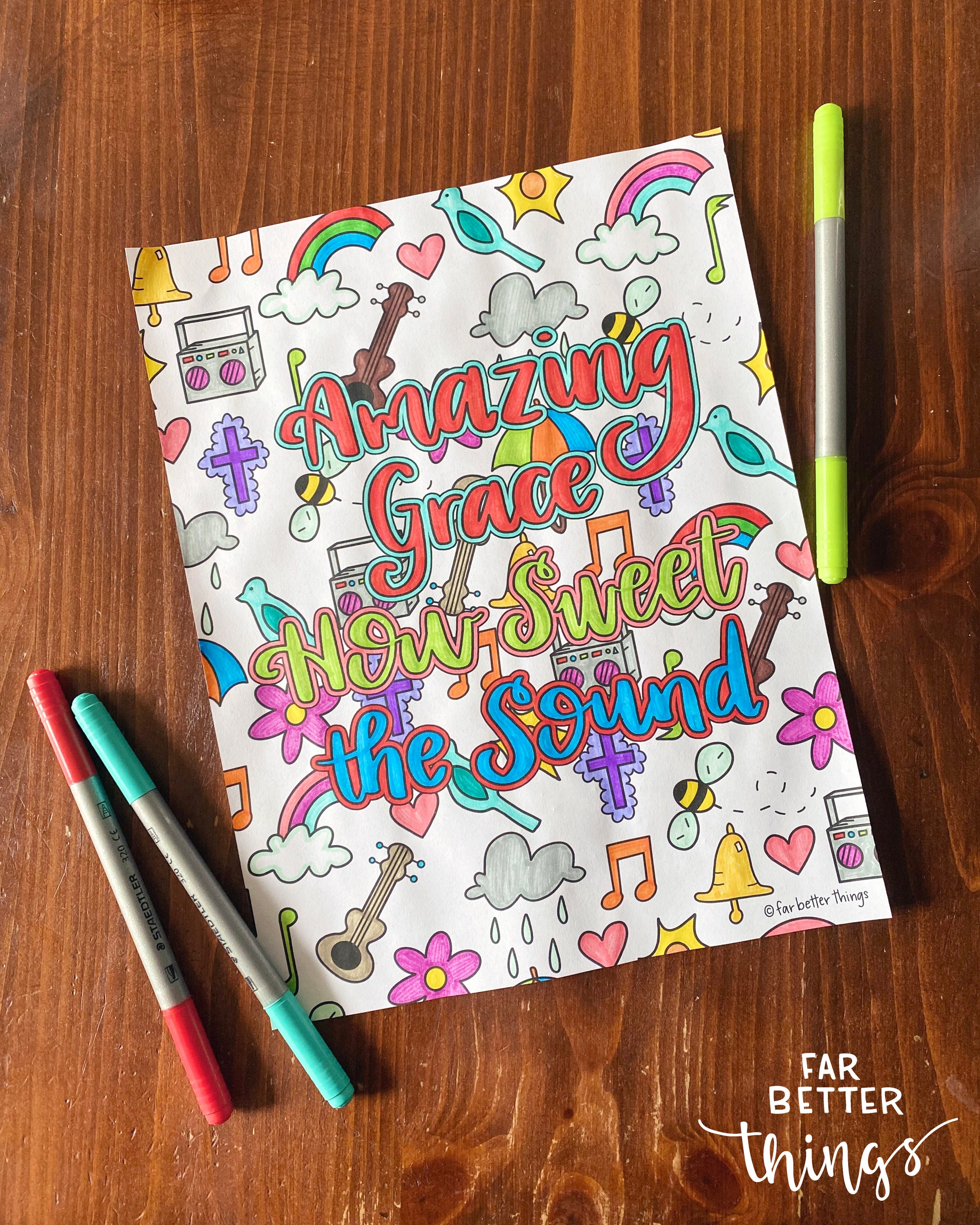 Hymn Coloring Page - Amazing Grace - Printable Hymn Coloring Page ...