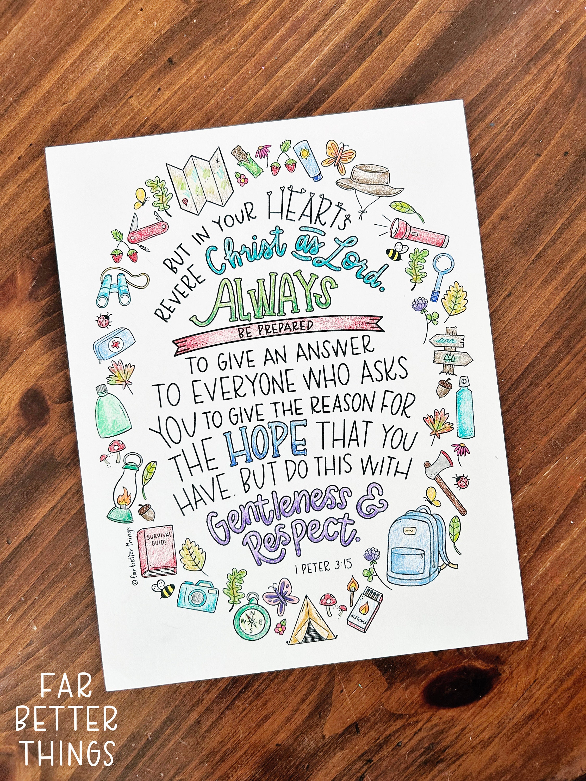 Bible Verse Coloring Page - I Peter 3:15 - Printable Digital Download ...