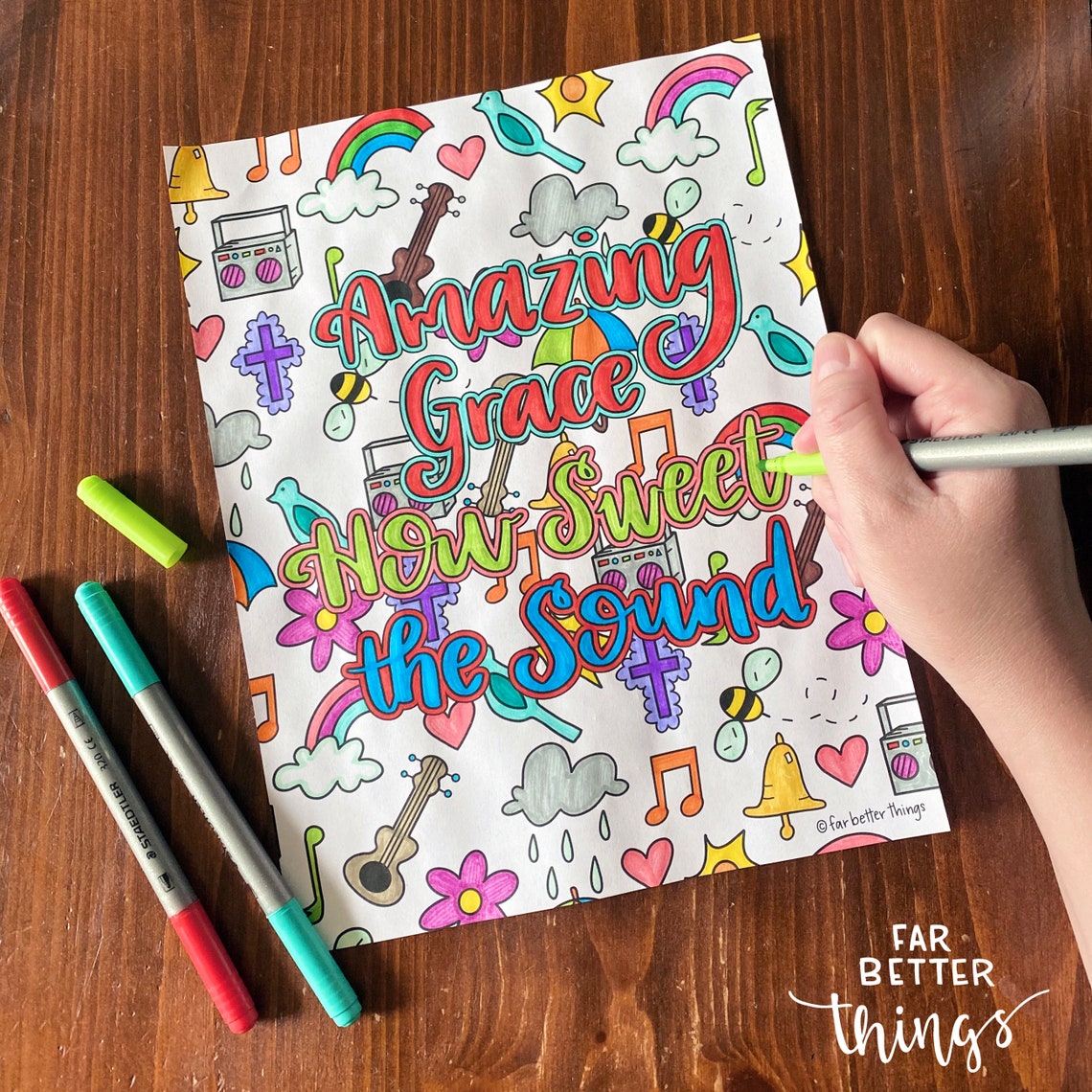 Hymn Coloring Page Amazing Grace Printable Hymn Coloring - Etsy