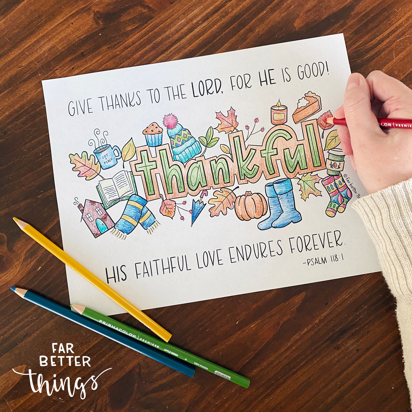 Bible Verse Coloring Page - Psalm 118:1 - Thankful Printable Coloring ...