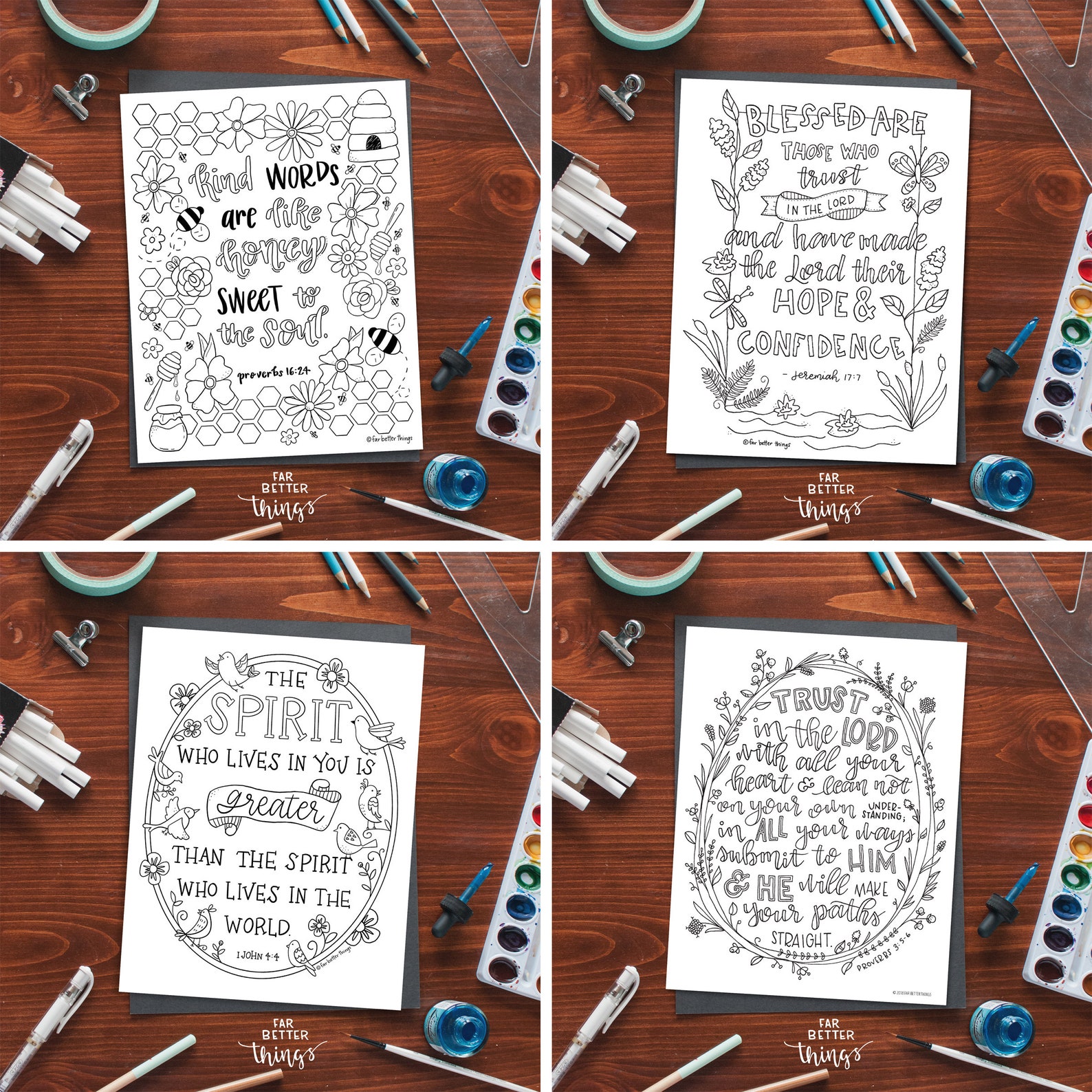 Four Pack - Bible Verse Coloring Pages - Printable Bible Coloring Pages ...