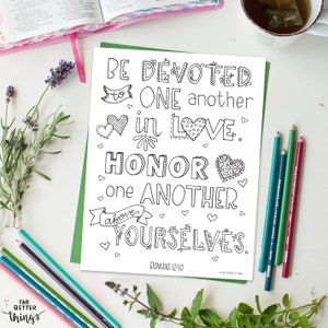Bible Verse Coloring Page - Romans 12:10 - Printable Digital Download ...