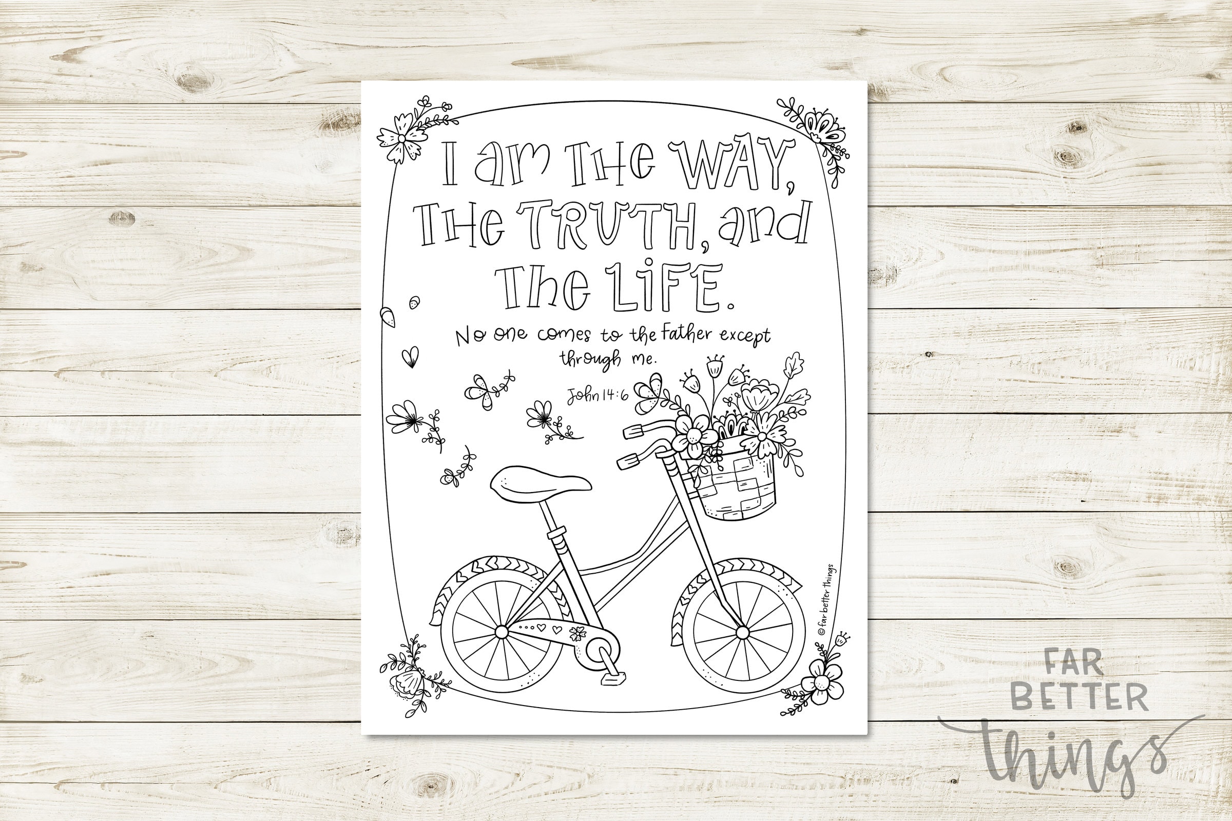 Bible Verse Coloring Page - John 14:6 - Printable Digital Download ...