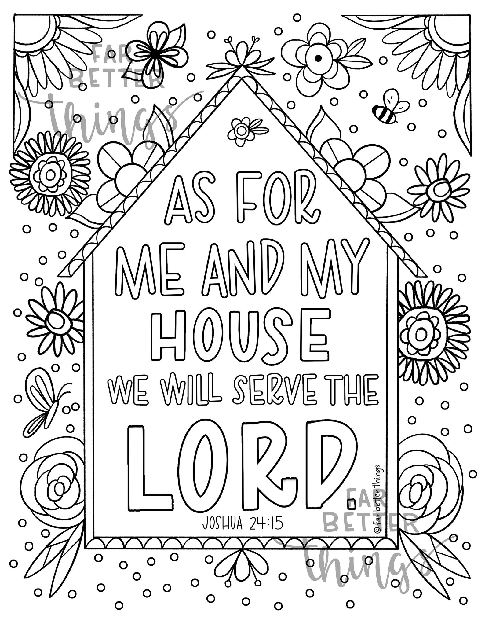 Bible Verse Coloring Page - Joshua 24:15 - Printable Digital Download ...