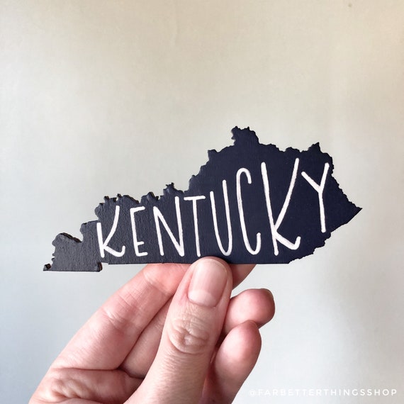 Kentucky Magnet Hand Lettered Navy Blue and White Kentucky | Etsy