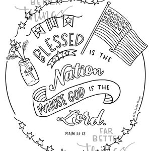 Bible Verse Coloring Page - Psalm 33:12 - Printable Digital Download ...