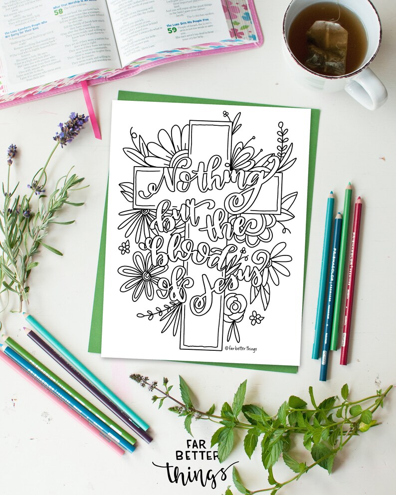 Hymn Coloring Page - Nothing but the Blood of Jesus - Printable Hymn ...