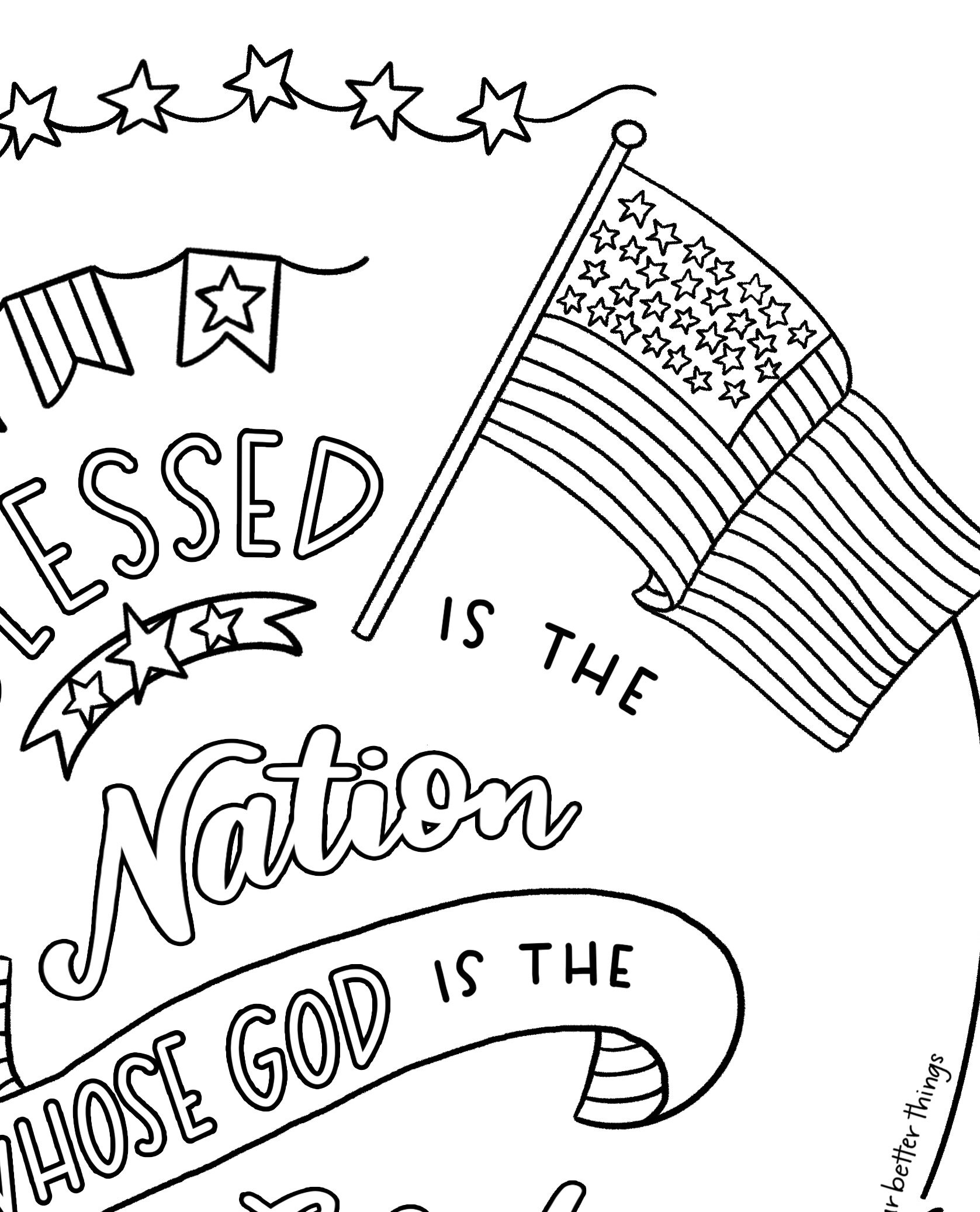 Bible Verse Coloring Page - Psalm 33:12 - Printable Digital Download ...