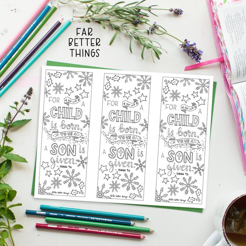 Bible Verse Coloring Bookmark - Isaiah 9:6 - Printable Bible Verse ...