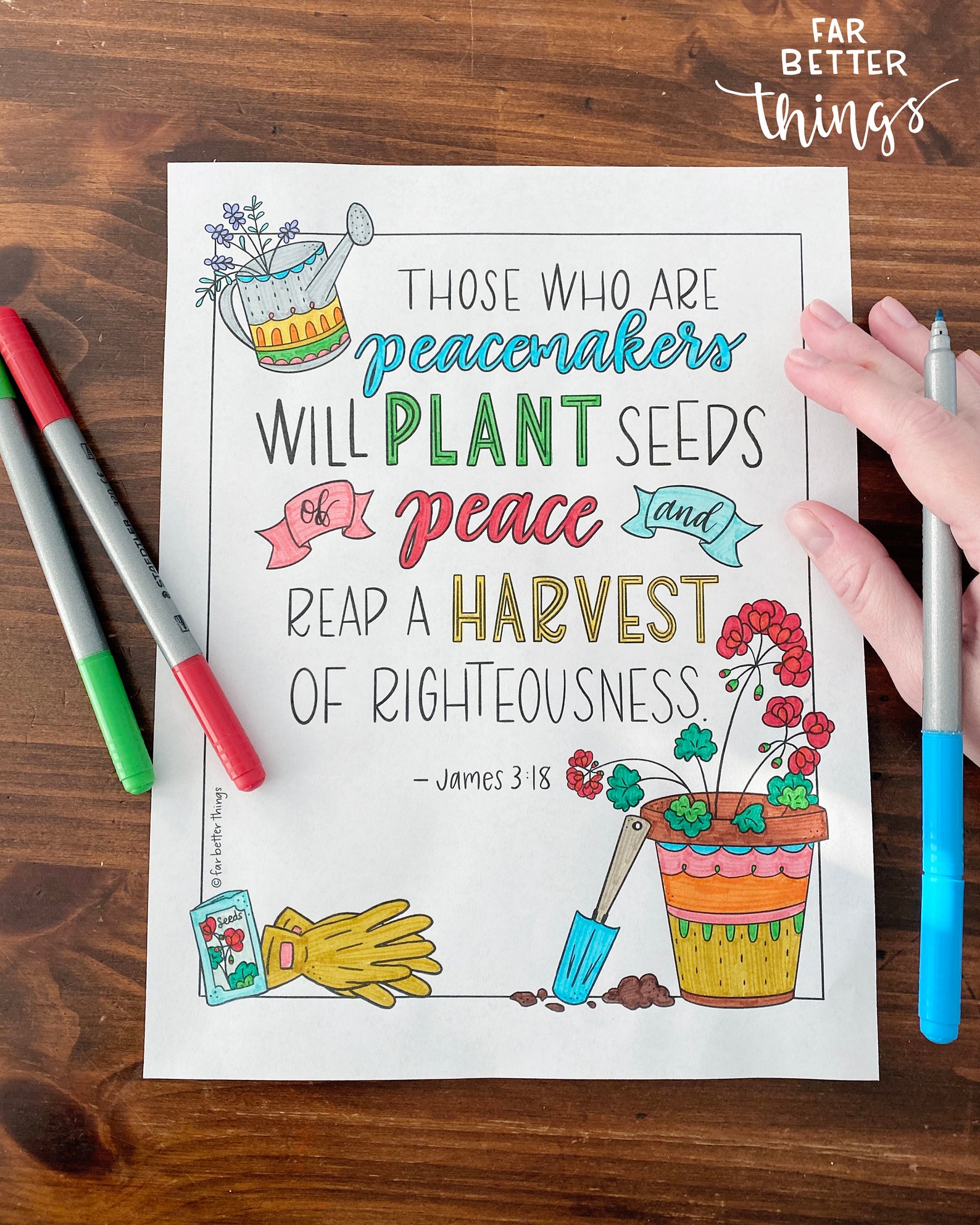 Bible Verse Coloring Page James 3:18 Printable Digital Download, Bible ...