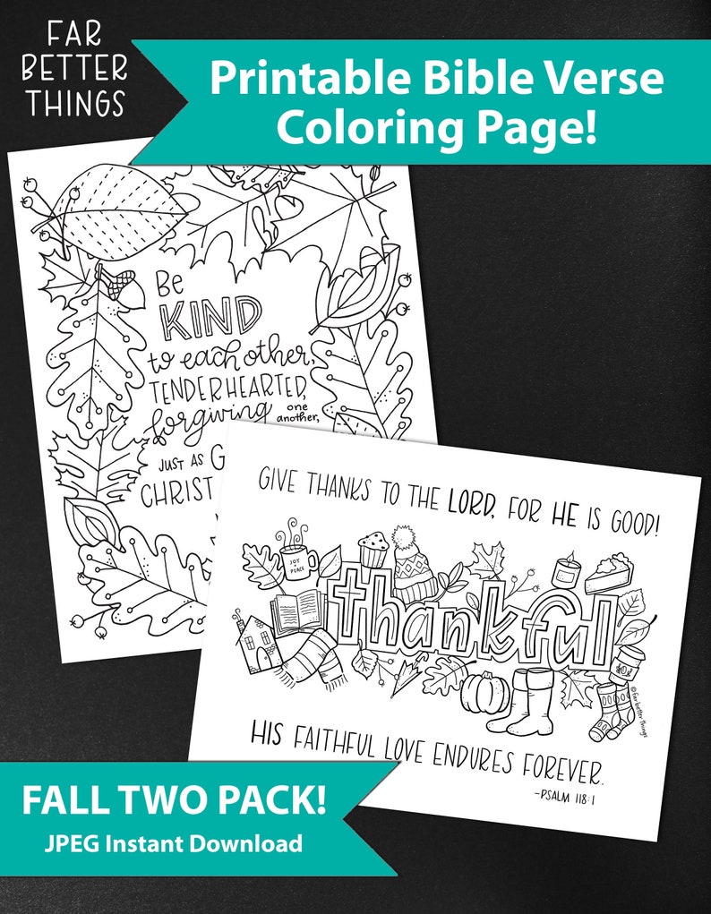 Fall Bible Verse Coloring Pages: Christian Homeschool (JPG Instant ...