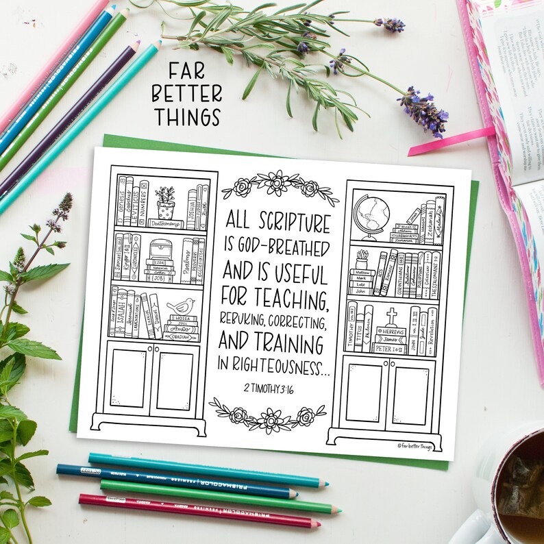Bible Verse Coloring Page - 2 Timothy 3:16 - Printable Digital Download ...