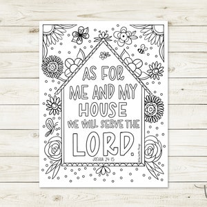 Bible Verse Coloring Page - Joshua 24:15 - Printable Digital Download ...