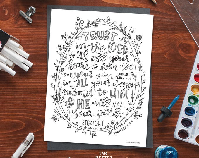 Trust in the Lord Proverbs 3:5 Bible Memory Verse Coloring Page ...