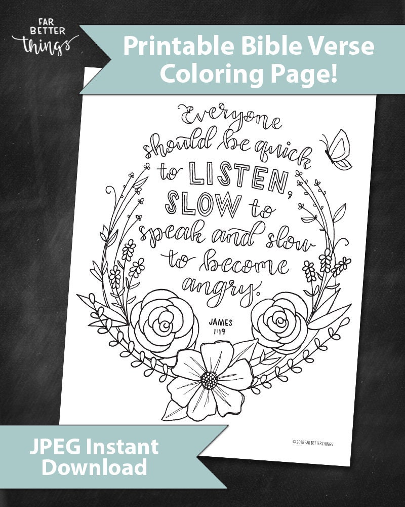 Bible Verse Coloring Page James 1:19 Printable Coloring - Etsy