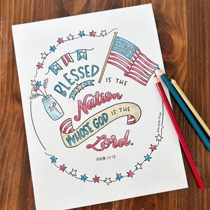 Bible Verse Coloring Page - Psalm 33:12 - Printable Digital Download ...