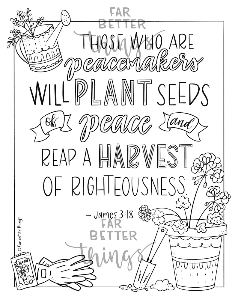 Bible Verse Coloring Page - James 3:18 - Printable Digital Download ...