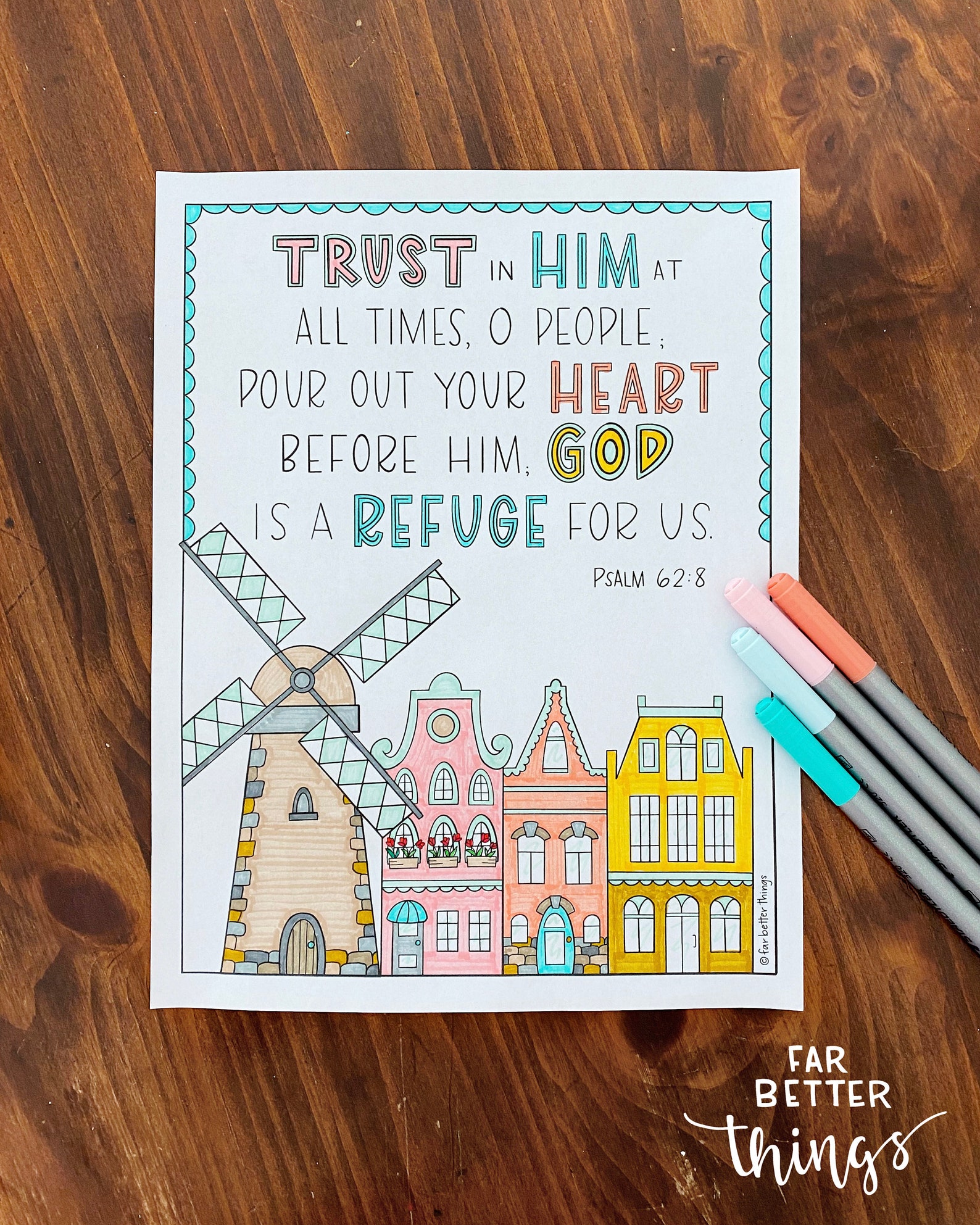 Bible Verse Coloring Page - Psalm 62:8 - Printable Digital Download ...