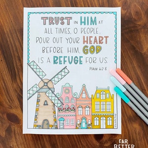 Bible Verse Coloring Page - Psalm 62:8 - Printable Digital Download ...