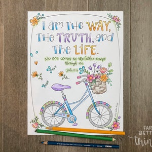 Bible Verse Coloring Page - John 14:6 - Printable Digital Download ...