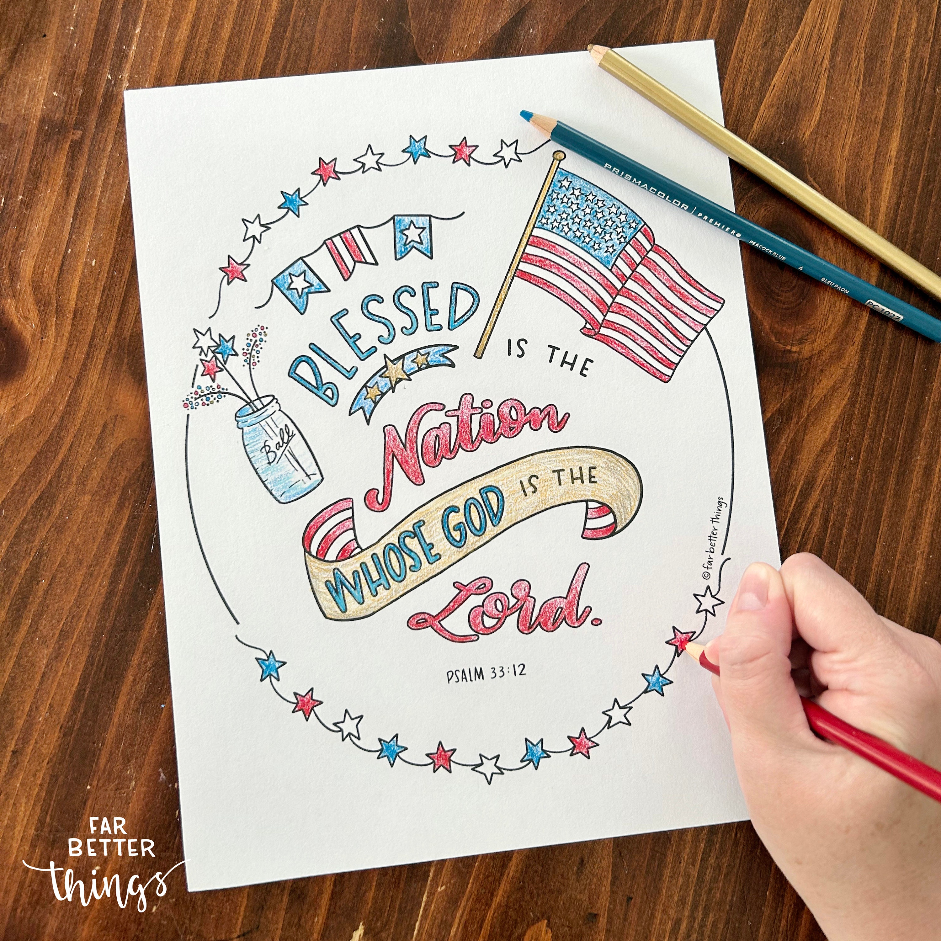 Bible Verse Coloring Page - Psalm 33:12 - Printable Digital Download ...