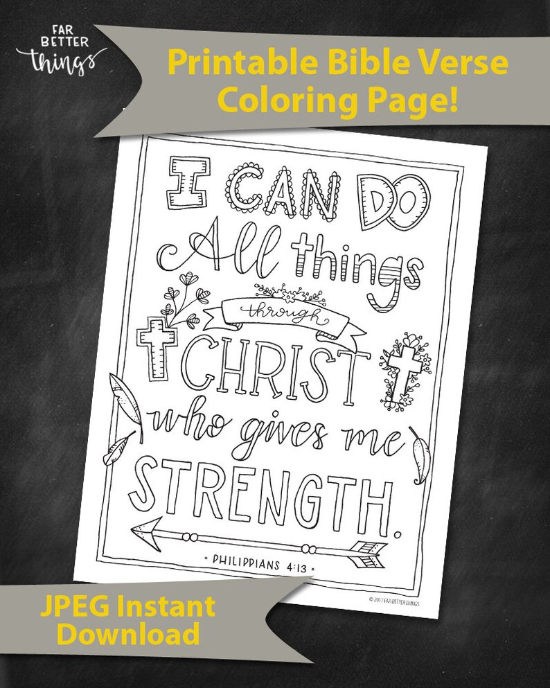 Bible Verse Coloring Page - Philippians 4:13 - Printable Coloring Page ...