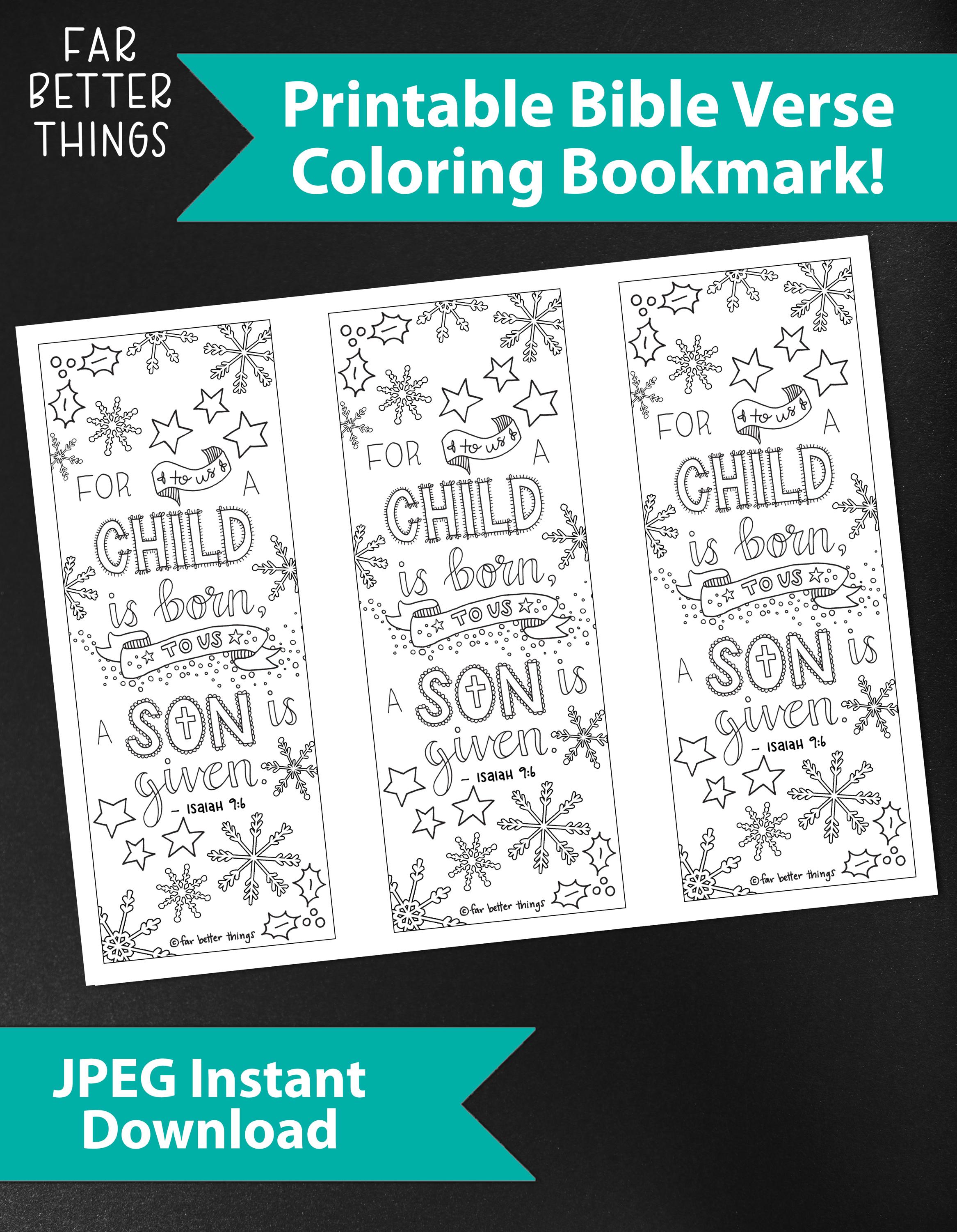 Bible Verse Coloring Bookmark - Isaiah 9:6 - Printable Bible Verse ...