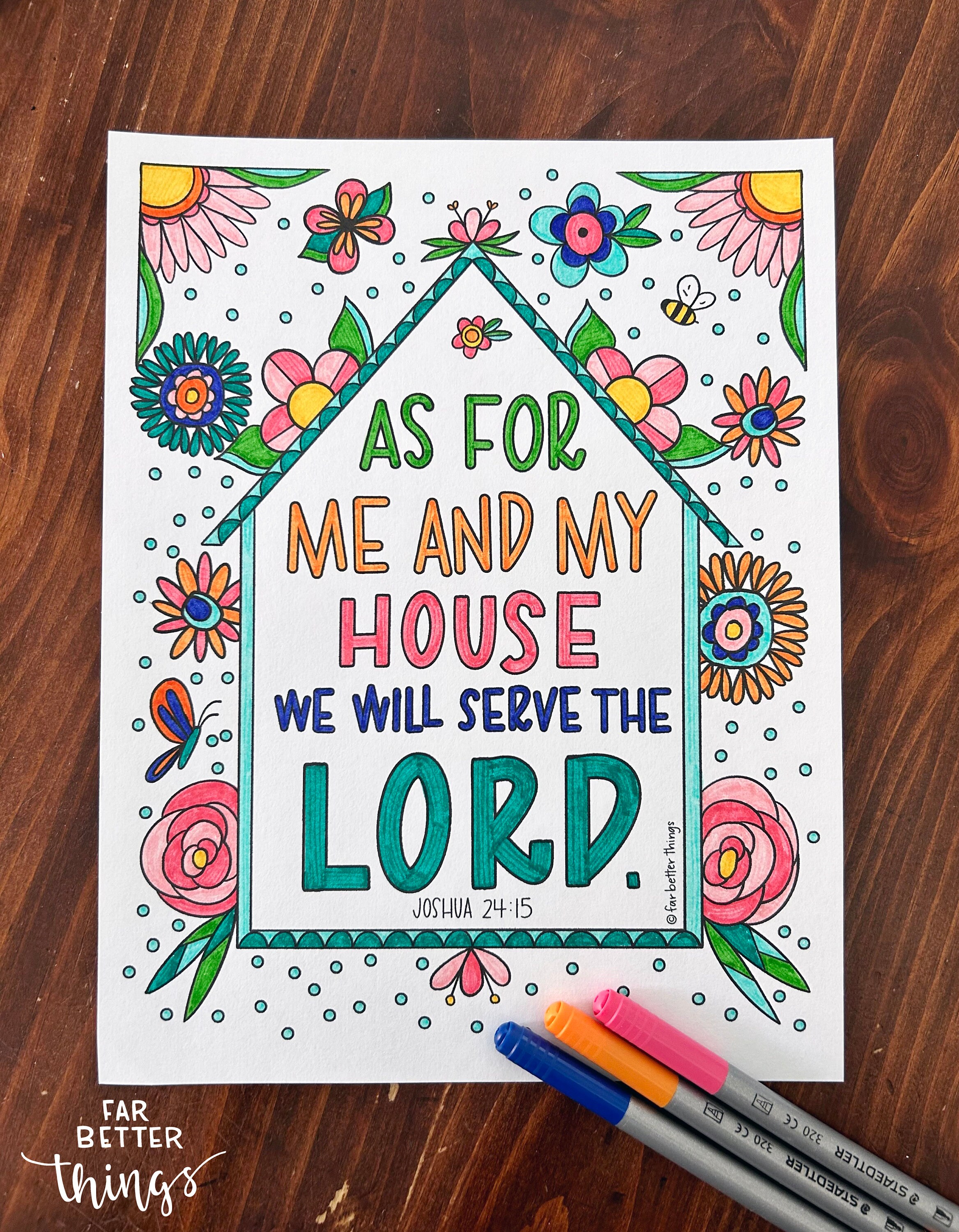 Bible Verse Coloring Page Joshua 24:15 Printable Digital Download ...