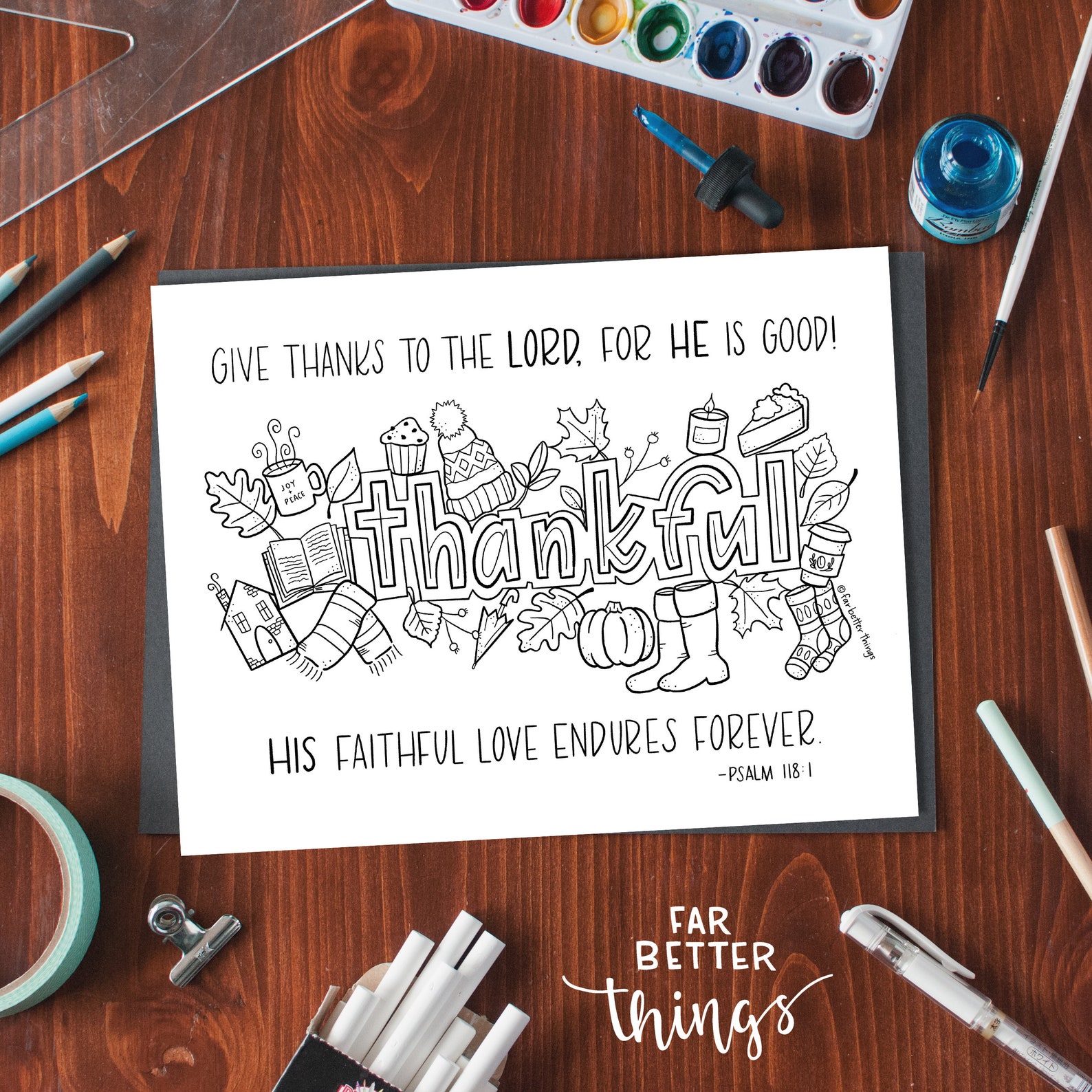 Bible Verse Coloring Page - Psalm 118:1 - Thankful Printable Coloring ...