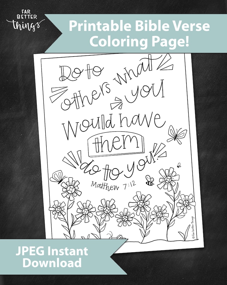Bible Verse Coloring Page - Matthew 7:12 - Golden Rule, Printable ...