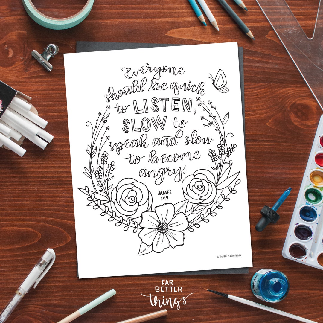 Bible Verse Coloring Page - James 1:19 - Printable Coloring Page ...