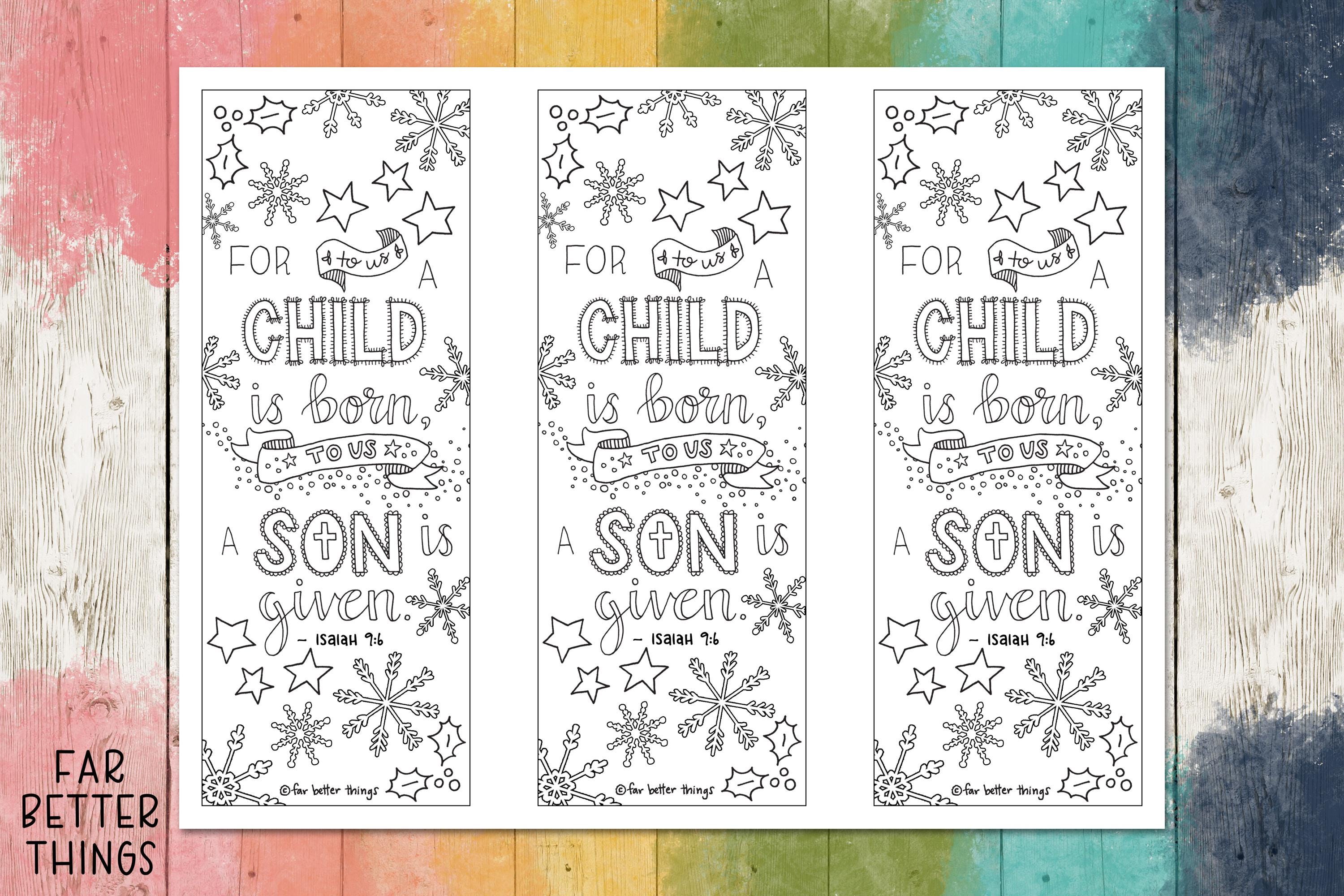 Bible Verse Coloring Bookmark - Isaiah 9:6 - Printable Bible Verse ...