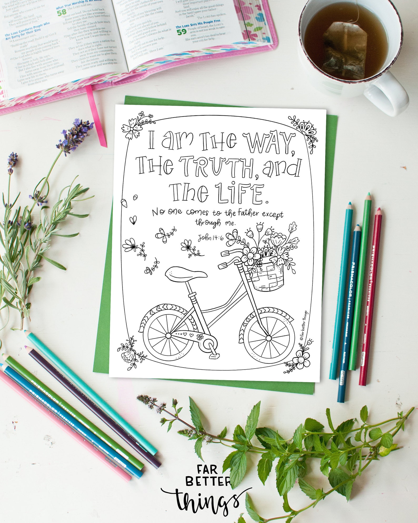 Bible Verse Coloring Page John 14:6 Printable Digital - Etsy