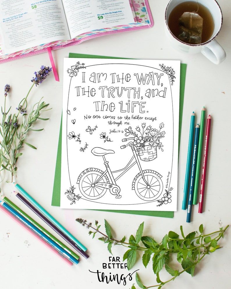 Bible Verse Coloring Page John 14:6 Printable Digital - Etsy