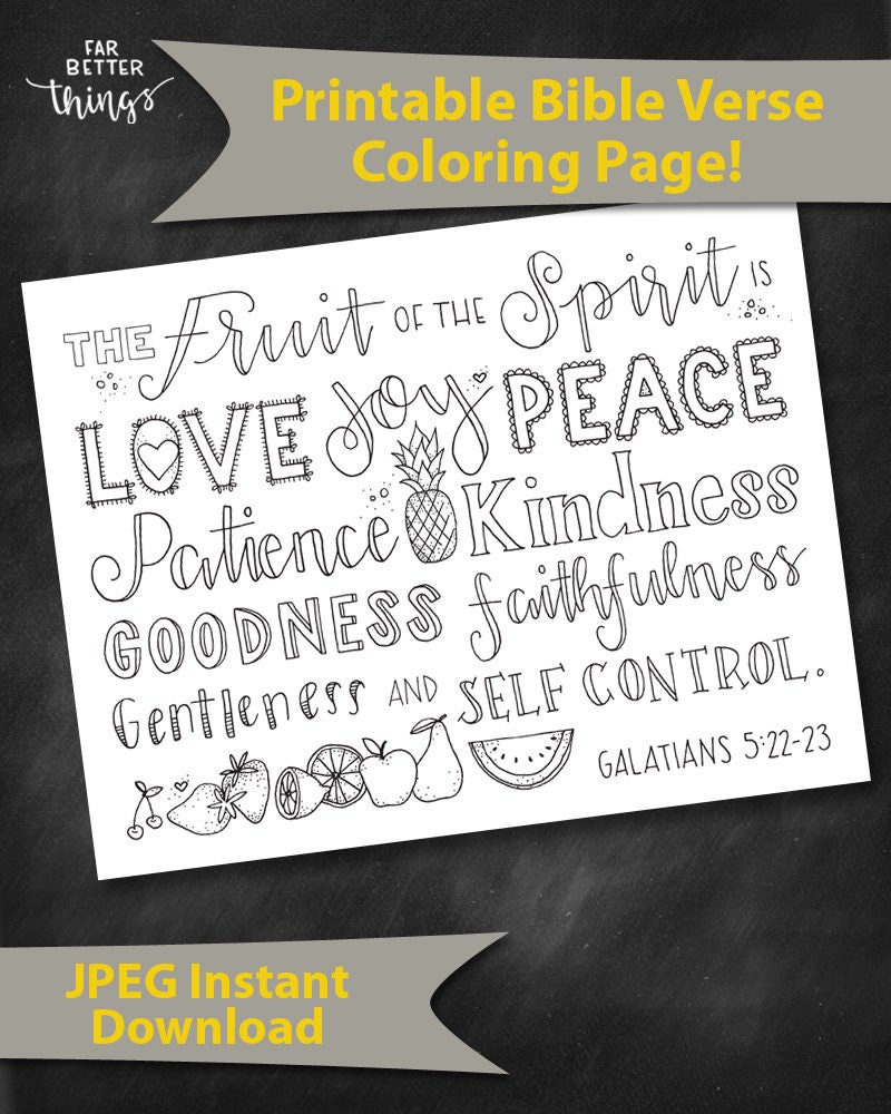 Bible Verse Coloring Page Fruit of the Spirit Galatians - Etsy UK