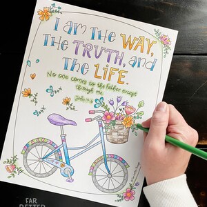 Bible Verse Coloring Page - John 14:6 - Printable Digital Download ...
